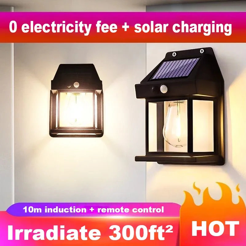 Outdoor Solar LED Bulbs Wall Light Garden Induction Lamp Waterproof ...