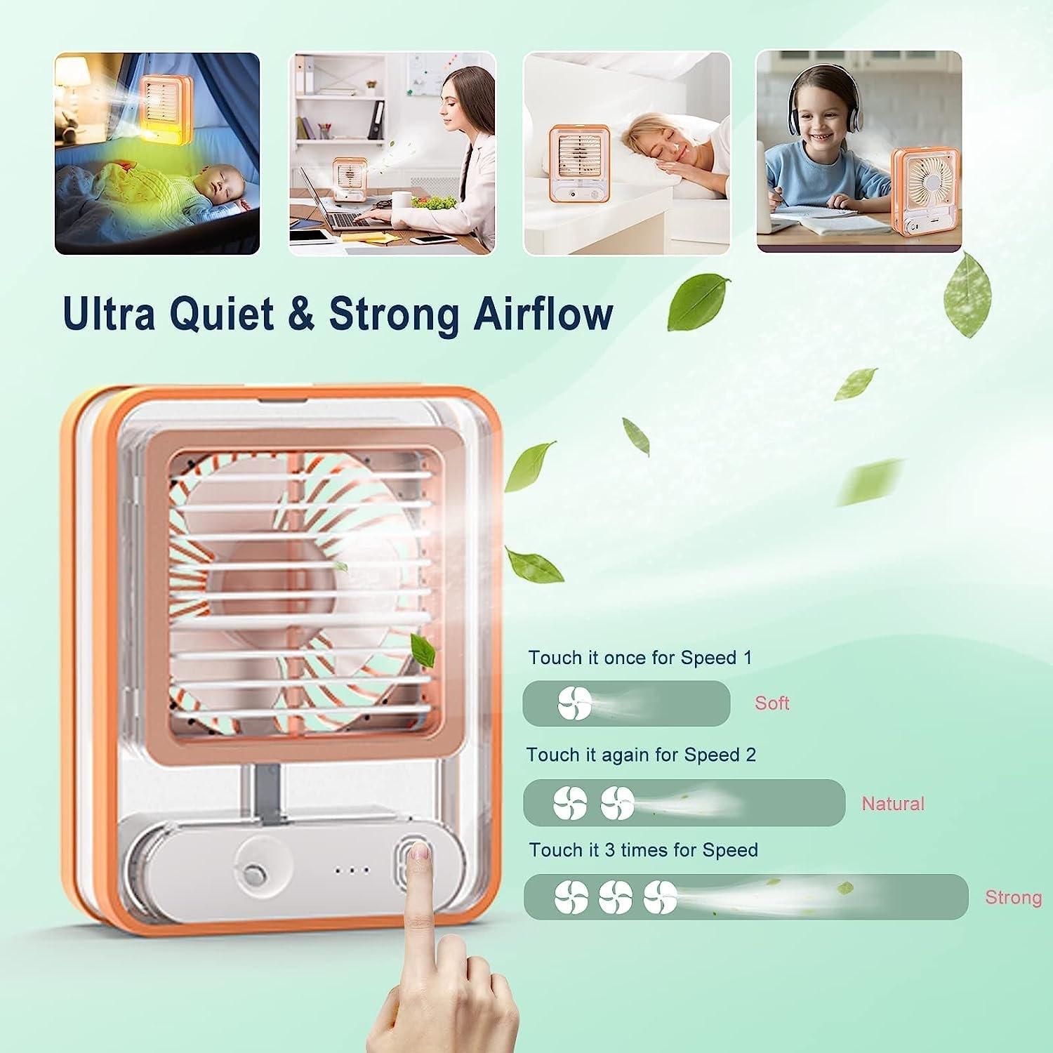 Spray Cooling Fan USB Rechargeable Mini Fan With Night Light - Excel Store