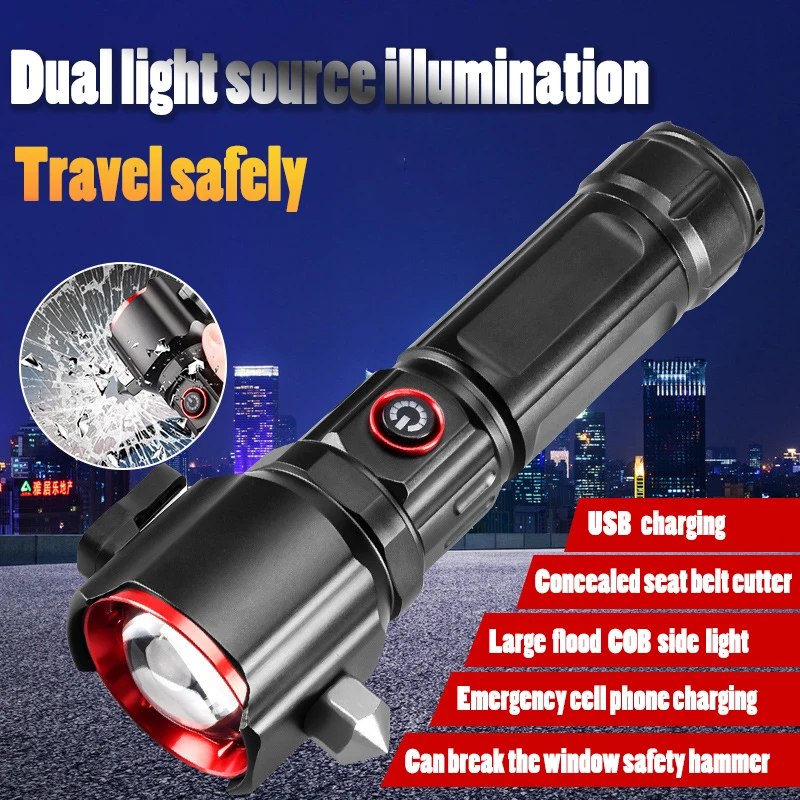 Multi-functional High Power LED Flashlight Rechargeable Waterproof ...