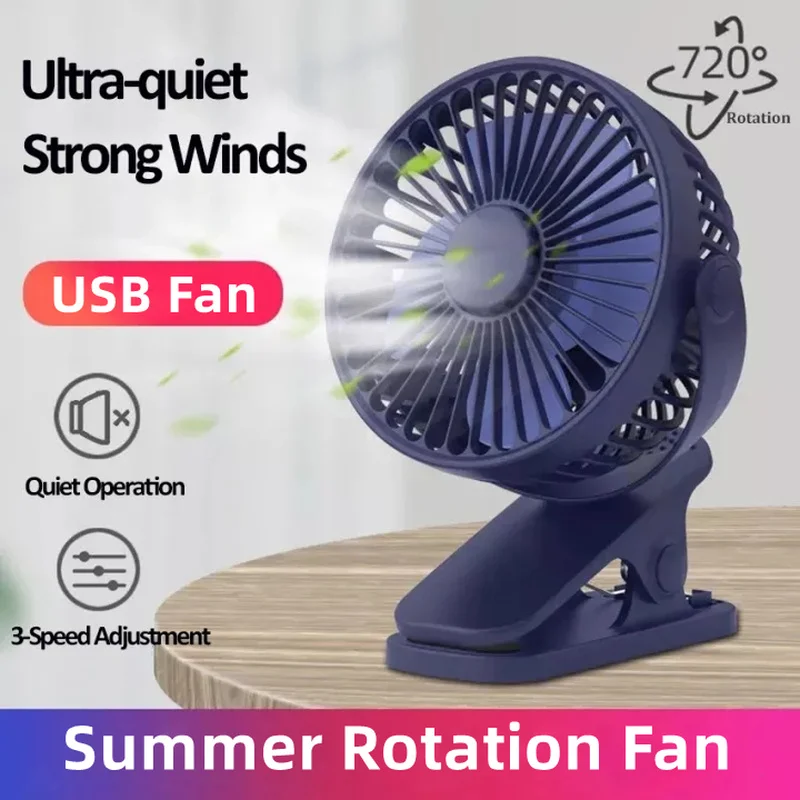 USB Rechargeable Mini Clip Fan Quiet Adjustable - Excel Store