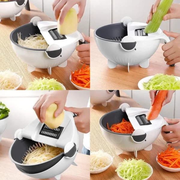 9-in-1 Vegetable Slicer, Grater & Cutter – Kitchen Drain Basket Set ...