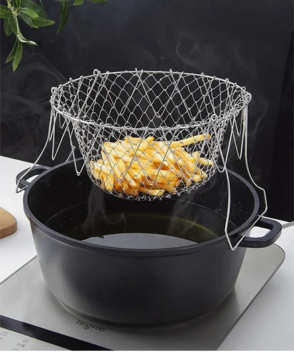 Foldable French Fries Mesh Basket – Stainless Steel Frying Basket ...