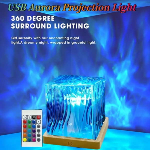 16-Color Northern Lights Cube LED Projector Remote Control - Excel Store