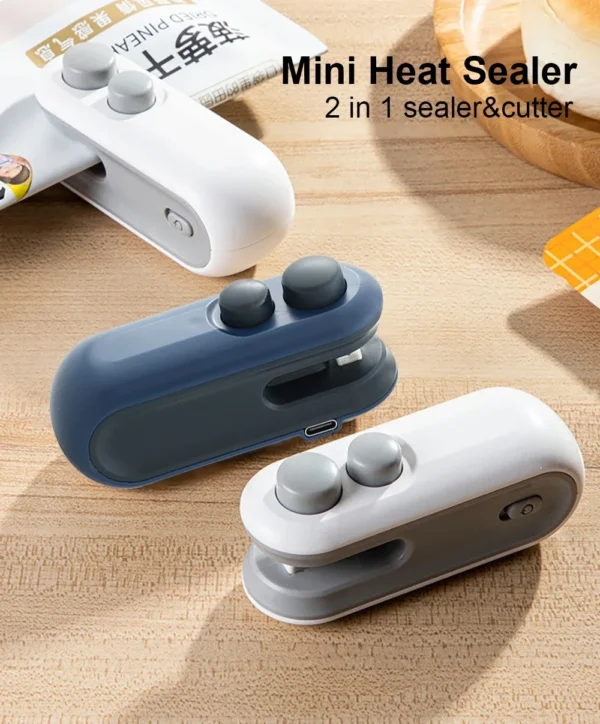 2 IN 1 Mini Sealing Machine USB Rechargable Heat Sealer Handheld ...