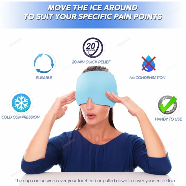 Migraine Relief Hat headache hat Gel Hot Cold Therapy Eye Mask - Excel ...